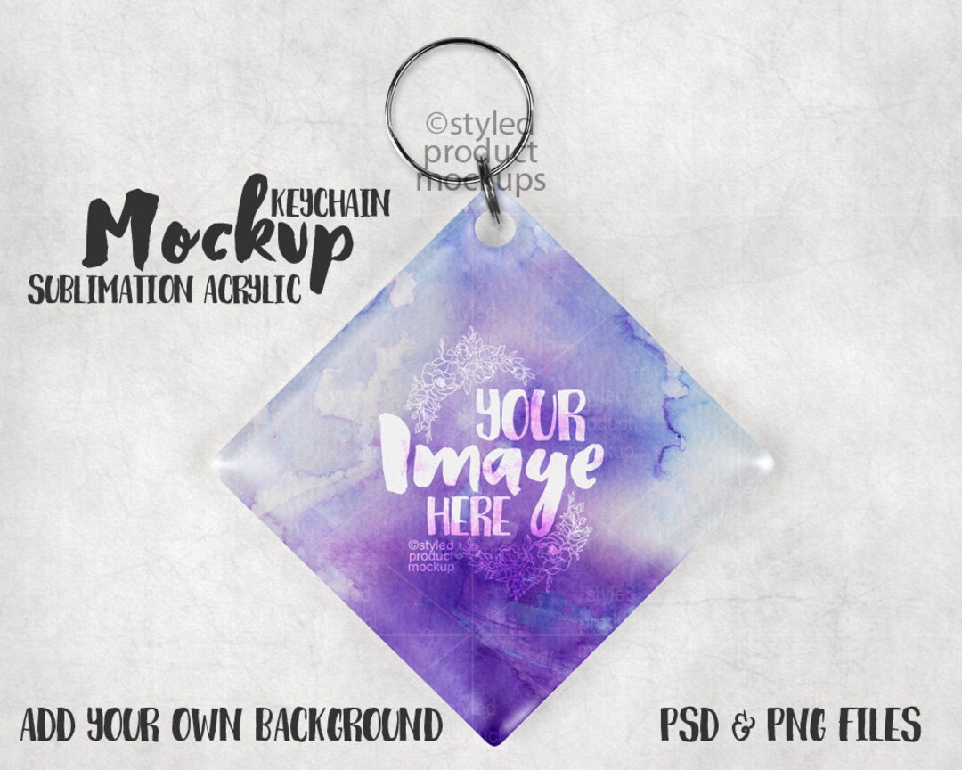 Dye Sublimation Diamond Shaped Acrylic Keychain Mockup Template | Add ...