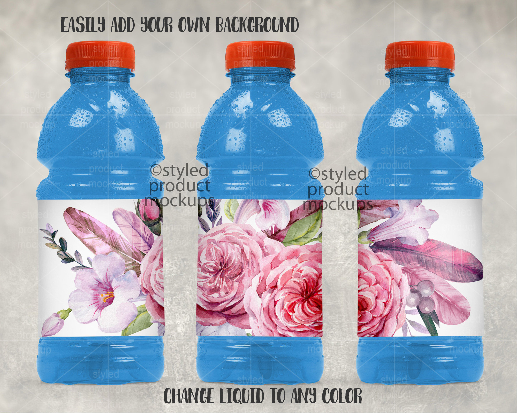 Sports Drink Bottle Label Mockup Template | Add Your Own Image and ...