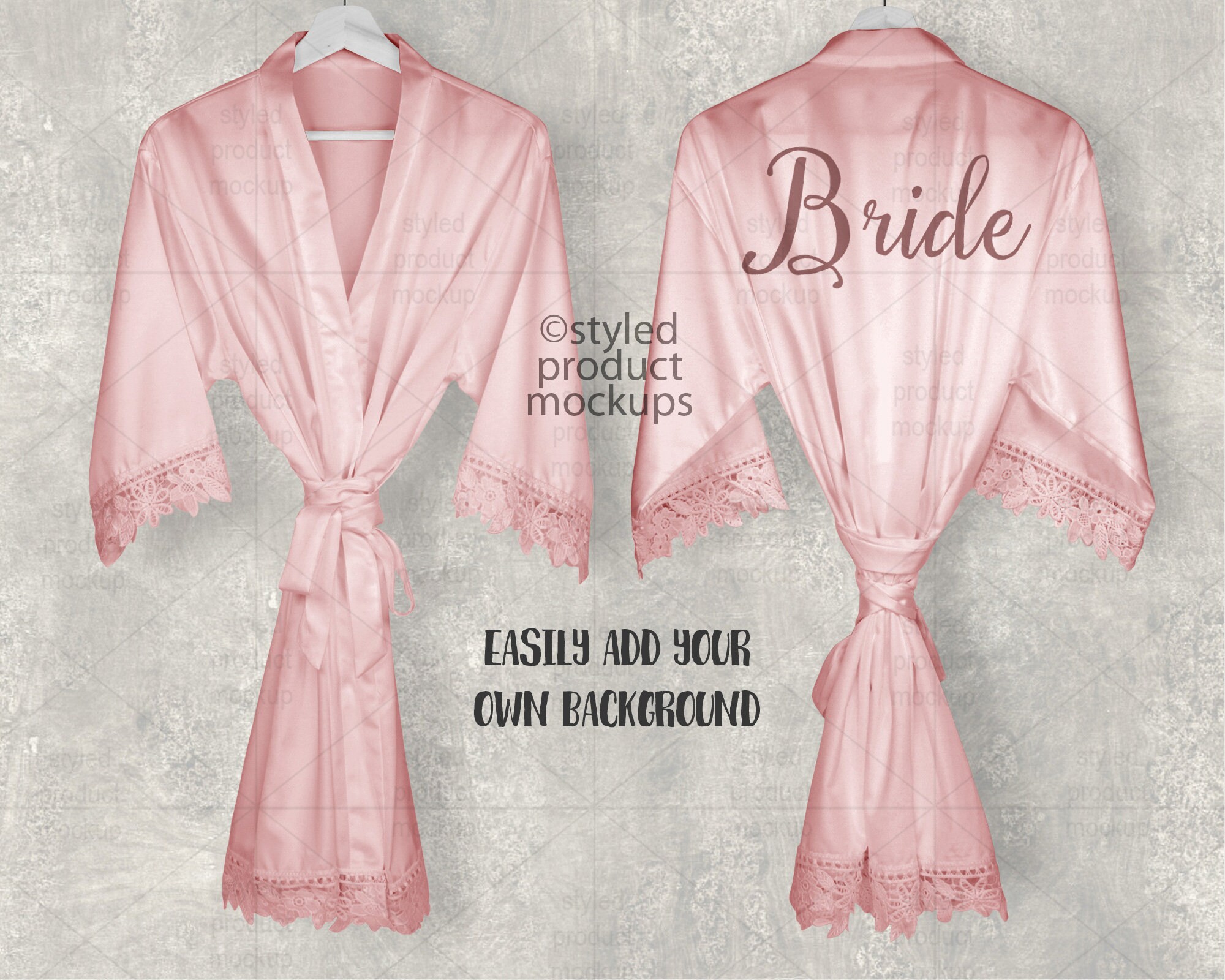 Satin Kimono Robe With Lace Edges Mockup Add Your Own Image | Etsy