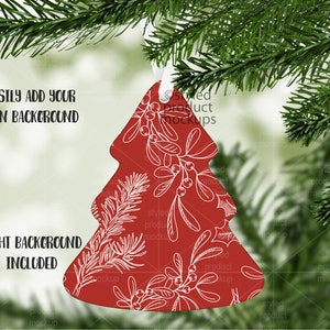 Dye Sublimation Tree Shaped Aluminum Christmas Ornament Mockup | Add ...