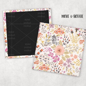 Square Magnet Back Button Mockup Add Your Own Image and Background - Etsy