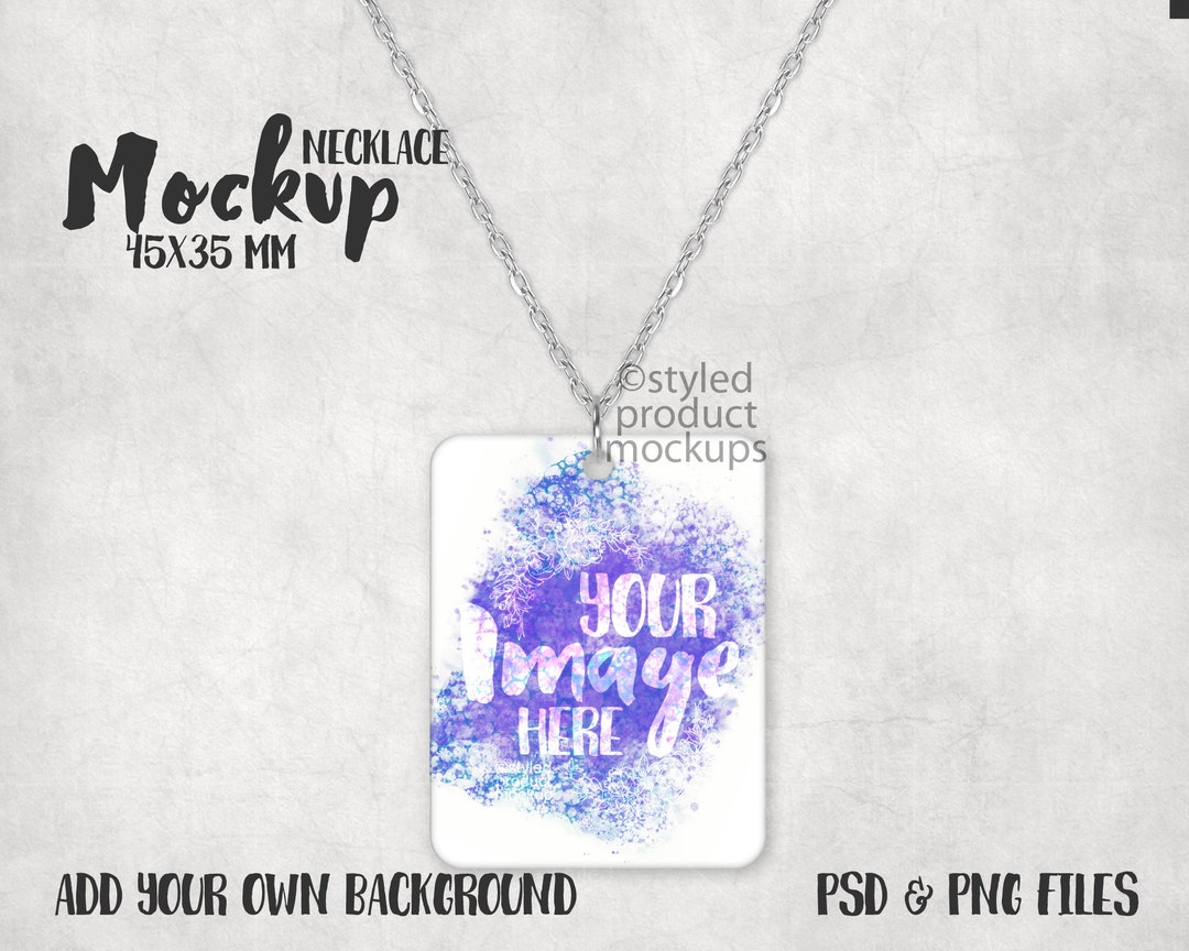 Dye Sublimation 45x35mm Rectangle Necklace Mockup | Add Your Own Image ...