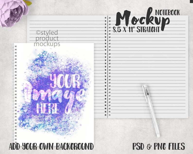 Spiral Bound 8.5 X 11 Notebook Mockup Add Your Own Image and - Etsy