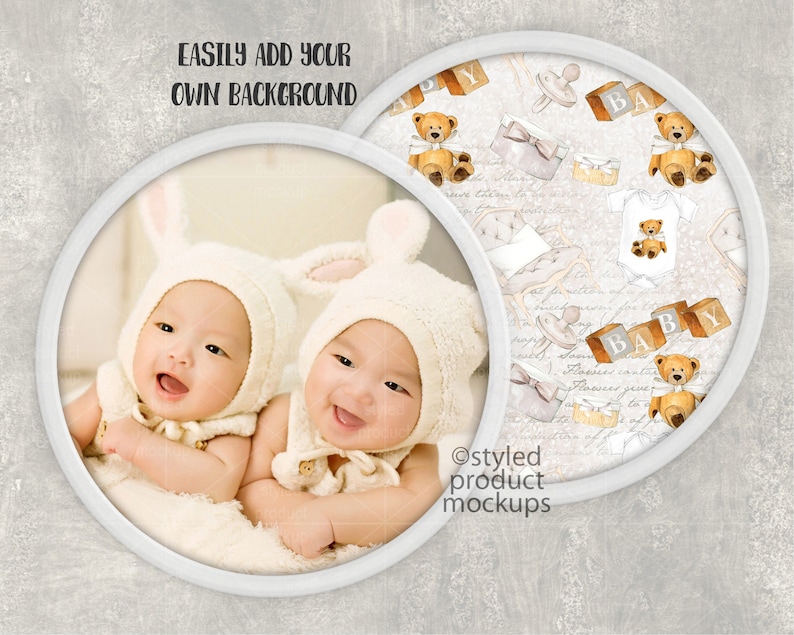 Round Acrylic Snap in Photo Insert Coaster Mockup Add Your - Etsy