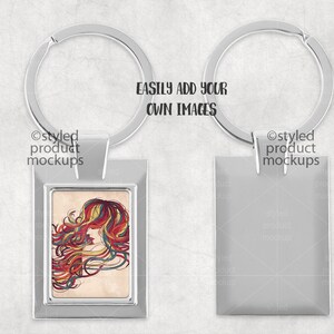 Dye Sublimation Framed Rectangle Metal Keychain Mockup Template | Add ...