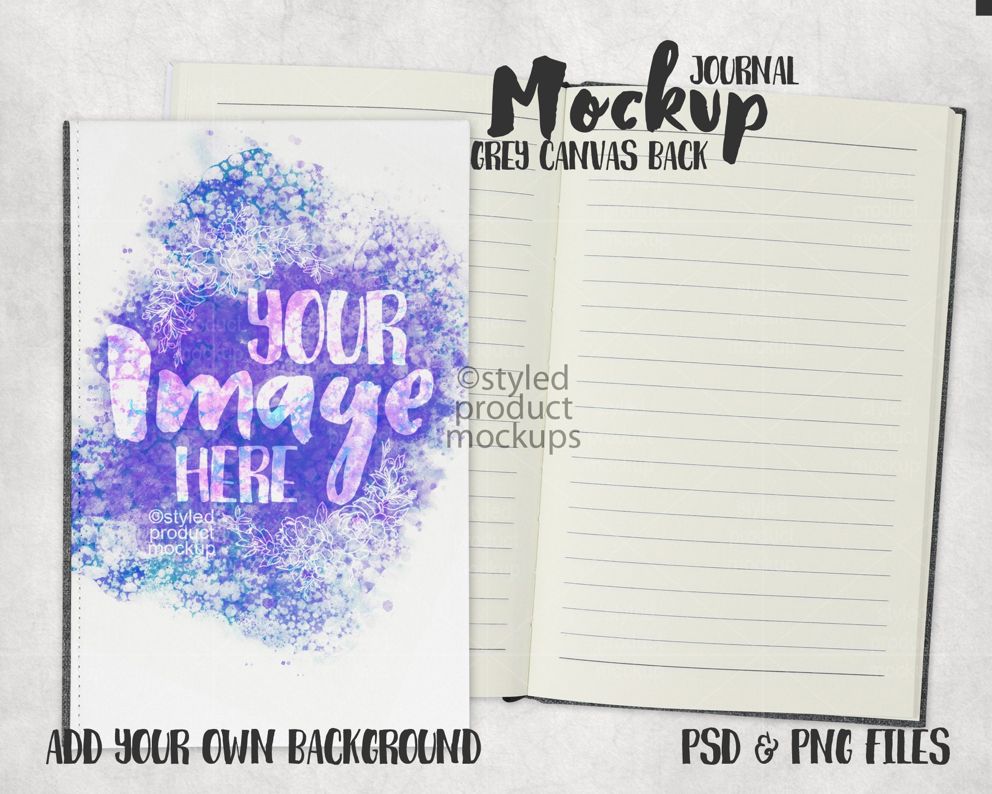Dye Sublimation Journal With Grey Canvas Backing Mockup | Add Your Own ...
