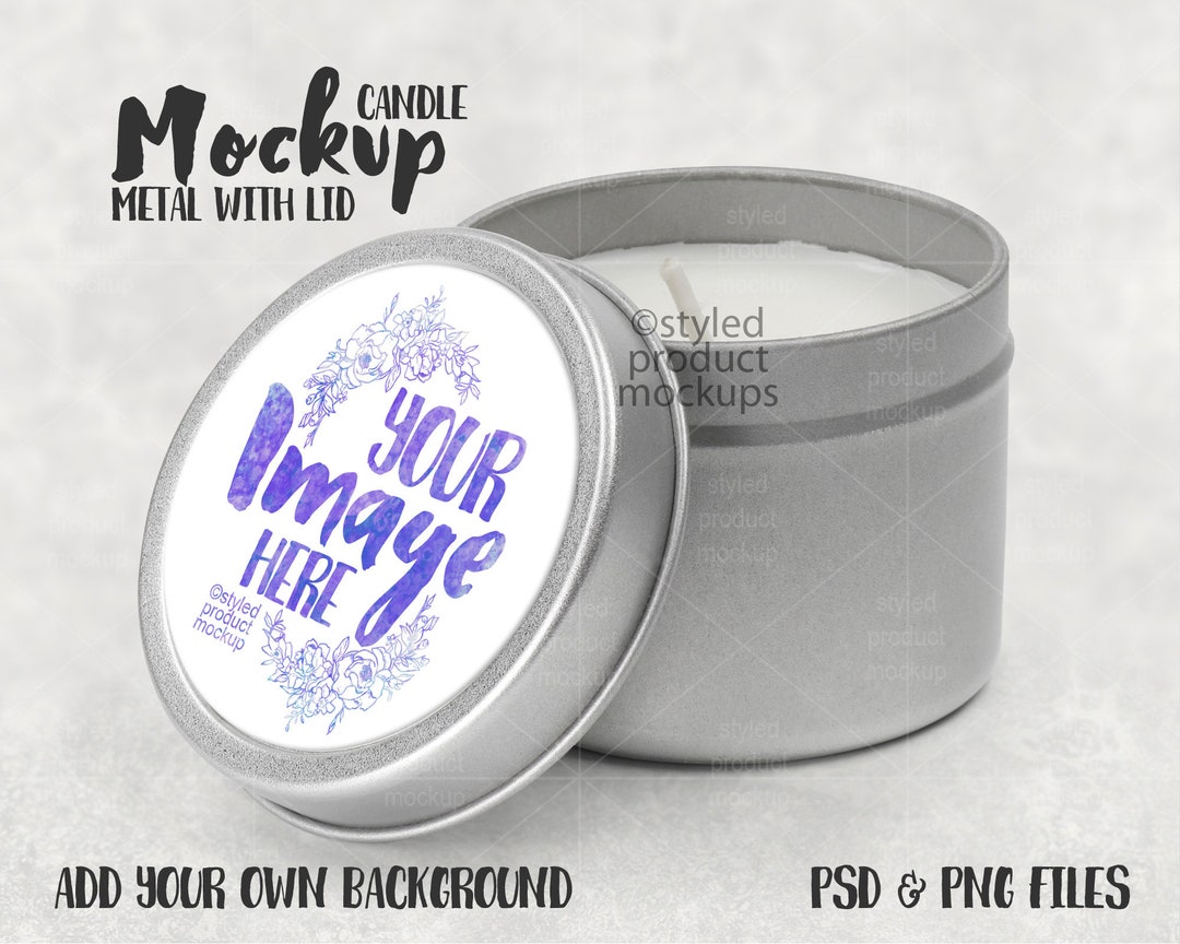 Dye Sublimation Metal Candle With Lid Mockup | Add Your Own Image and ...