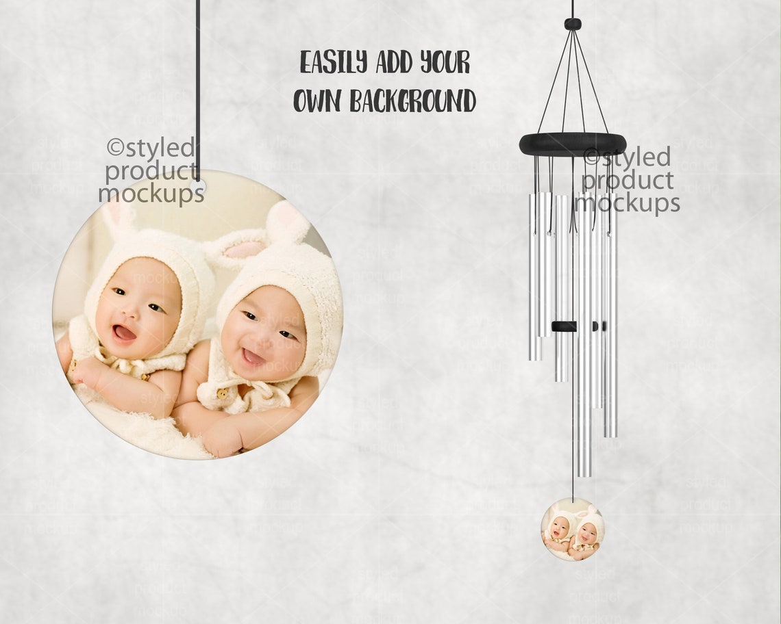 Wind Chime With Round Sublimation Disc Mockup | Add Your Own Image and ...