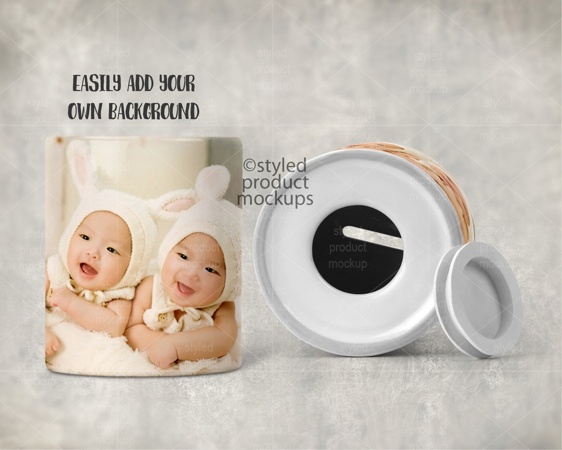 Dye Sublimation Ceramic Coin Bank Mockup Add Your Own Image | Etsy
