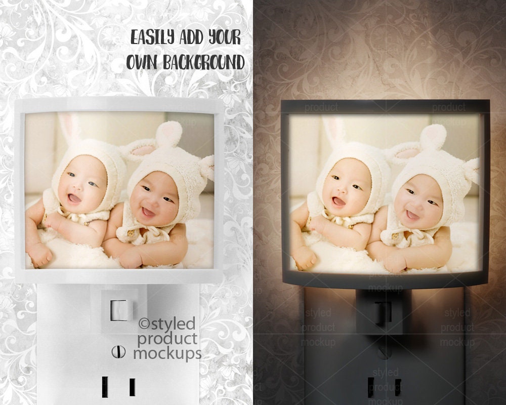 Night Light Shown Turned off and on Side by Side Mockup Template | Add ...