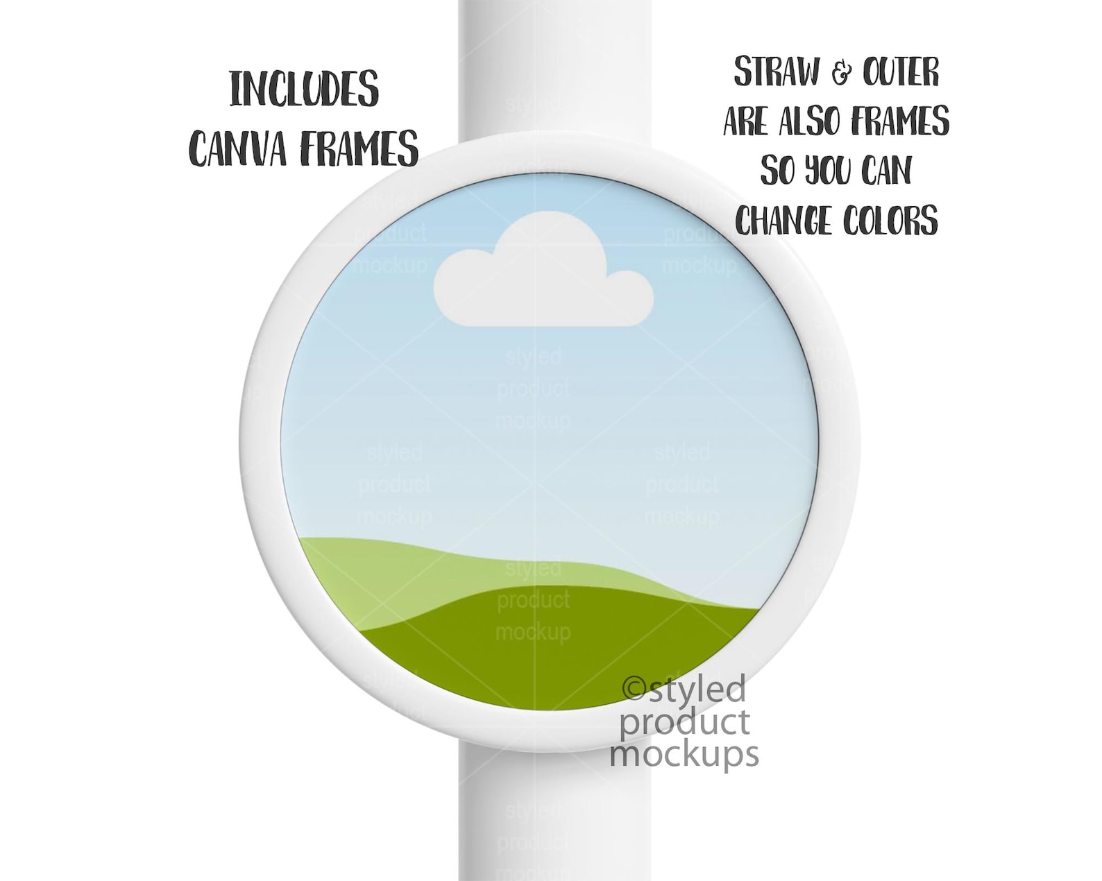 Round Straw Topper Mockup: Dye Sublimation (photoshop, Canva, PNG ...