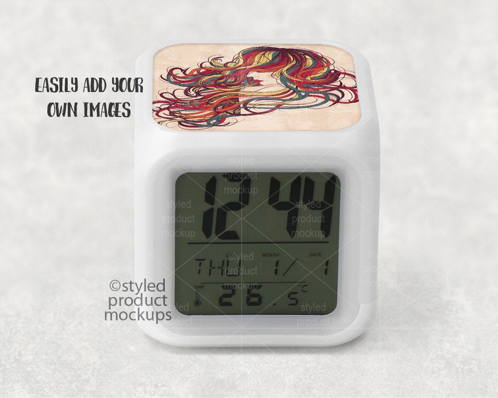 Dye Sublimation LED Light up Digital Alarm Clock Top View | Etsy