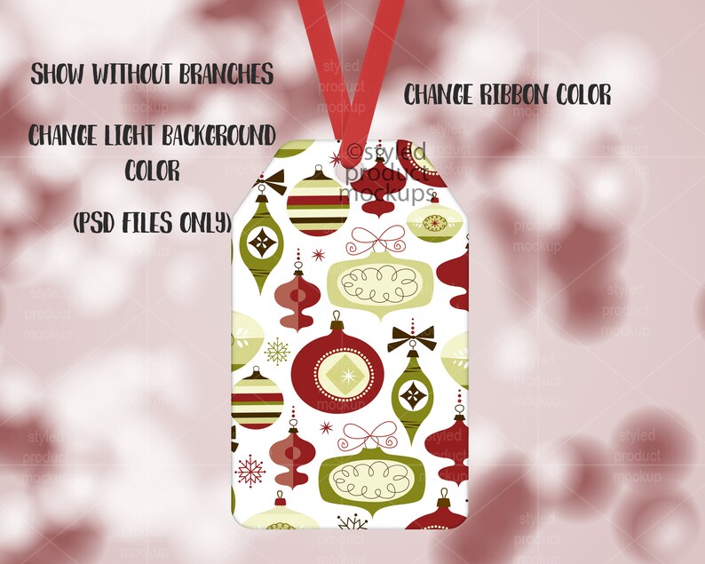 Dye Sublimation Gift Tag Shaped Ornament Mockup | Add Your Own Image ...