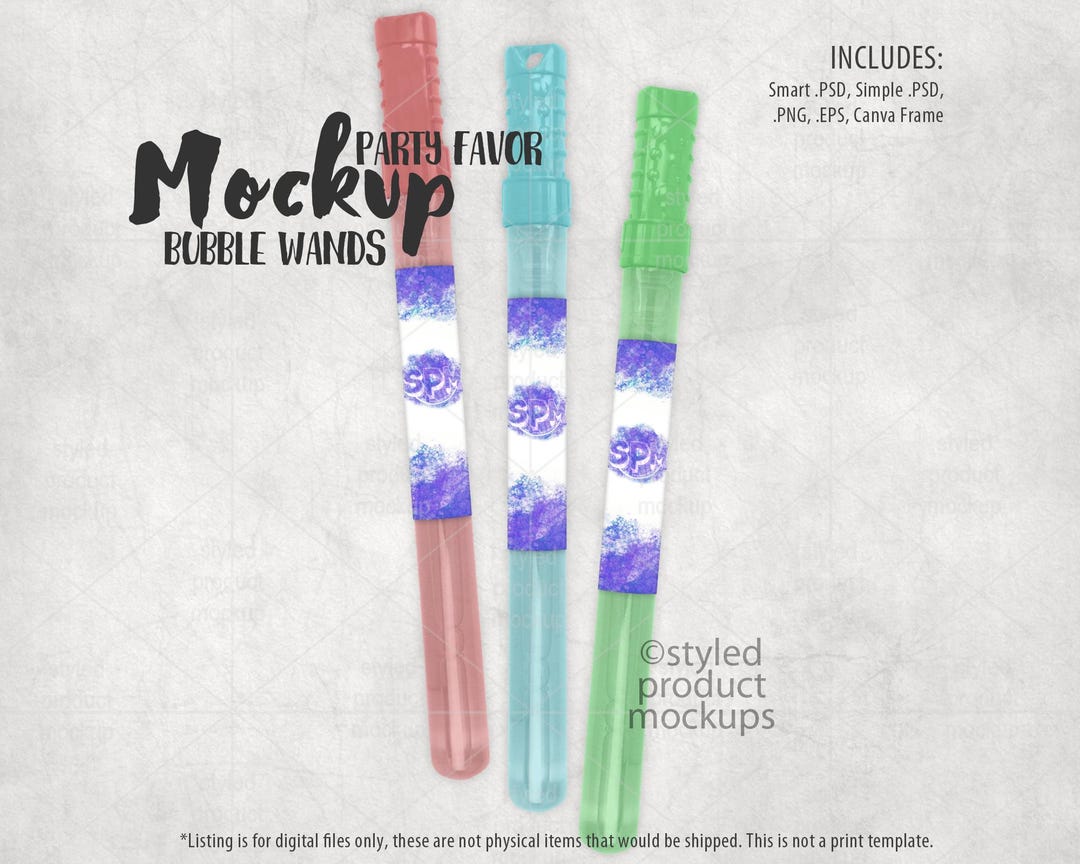 Party Favor Bubble Wand Mockup | PSD, PNG, Canva, EPS Included | Bubble ...