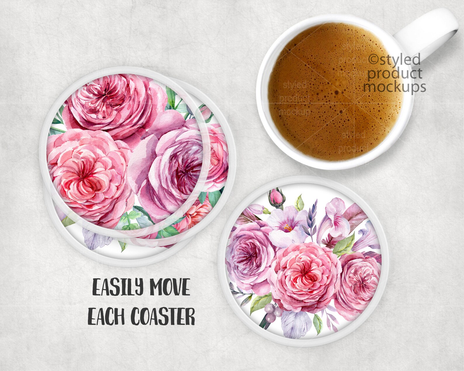 Round Acrylic Snap in Photo Insert Coaster Mockup Add Your - Etsy