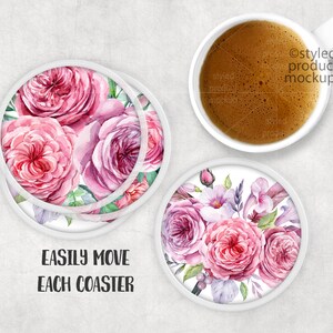 Round Acrylic Snap in Photo Insert Coaster Mockup | Add Your Own Image ...