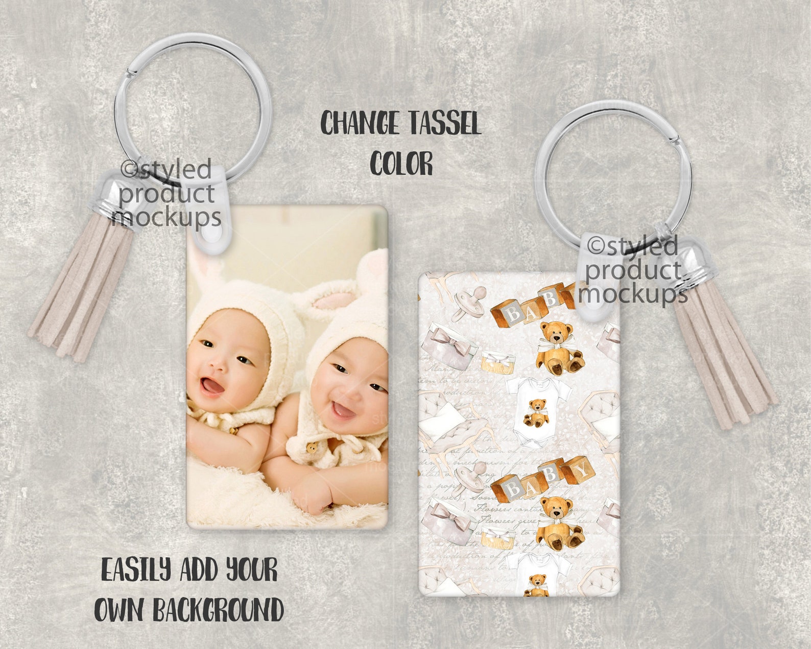 Dye Sublimation Hardboard Keychain With Tassel Mockup | Add Your Own ...