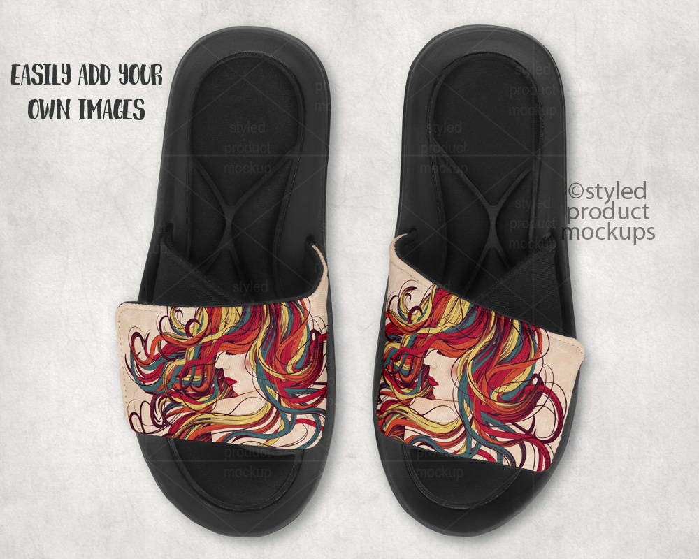 Dye Sublimation Slider Sandals mockup template Add your own | Etsy