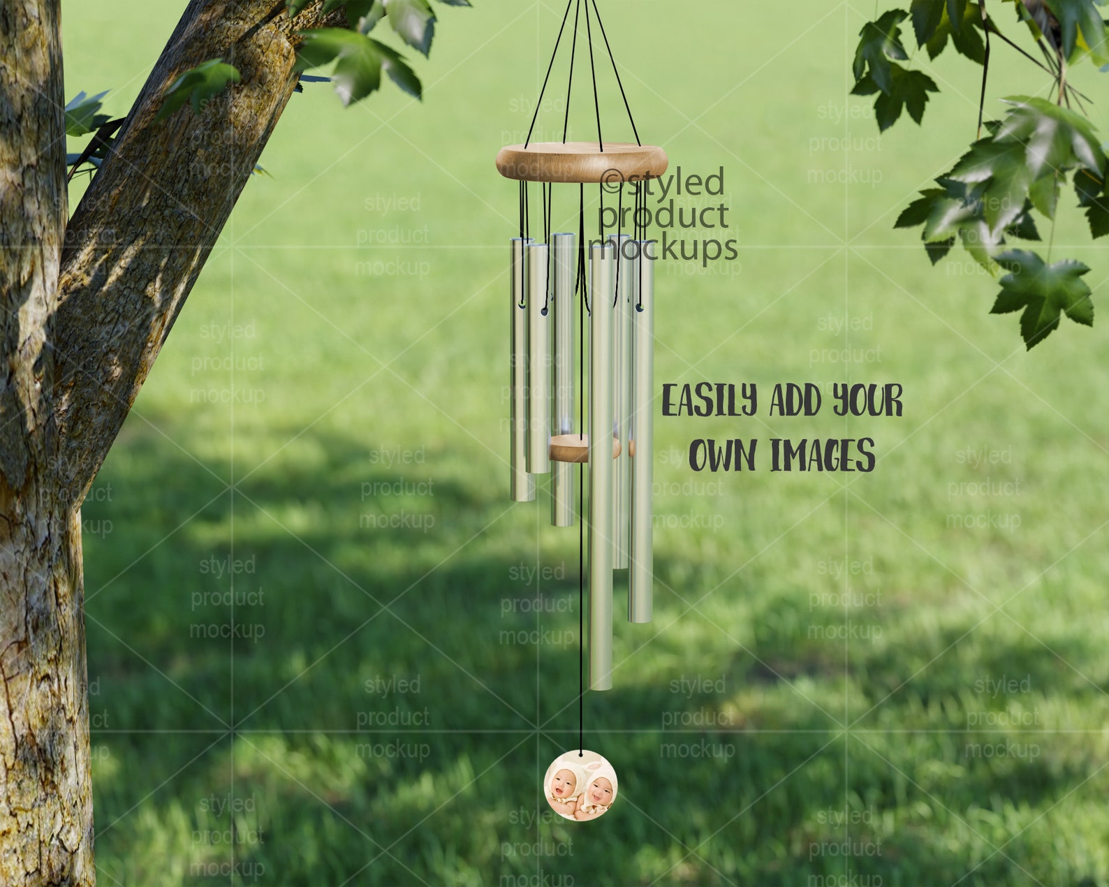 Wind Chime With Round Sublimation Disc Mockup Add Your Own | Etsy