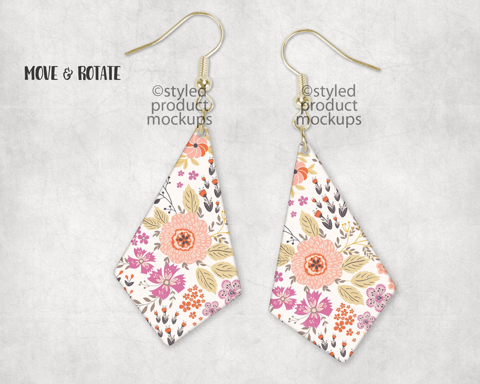 Dye Sublimation Drop Diamond Shaped Earring Mockup Add Your | Etsy