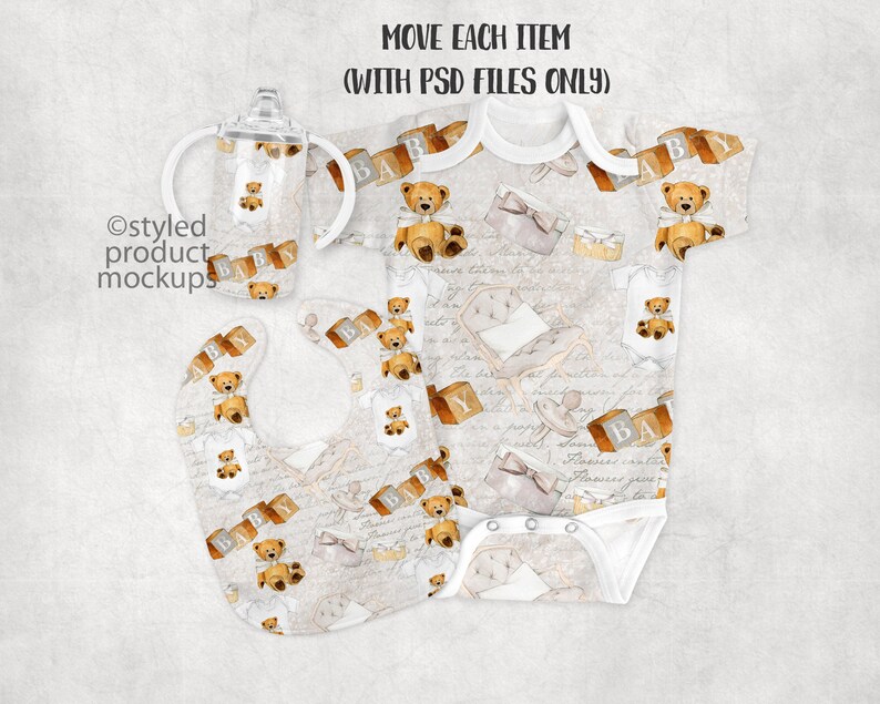 Dye Sublimation Baby Gift Set Mockup | Add Your Own Image and ...