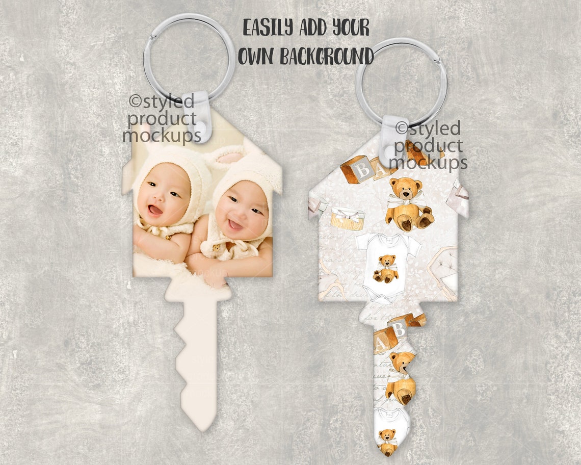 Dye Sublimation House Shaped Keychain Mockup Add Your Own - Etsy