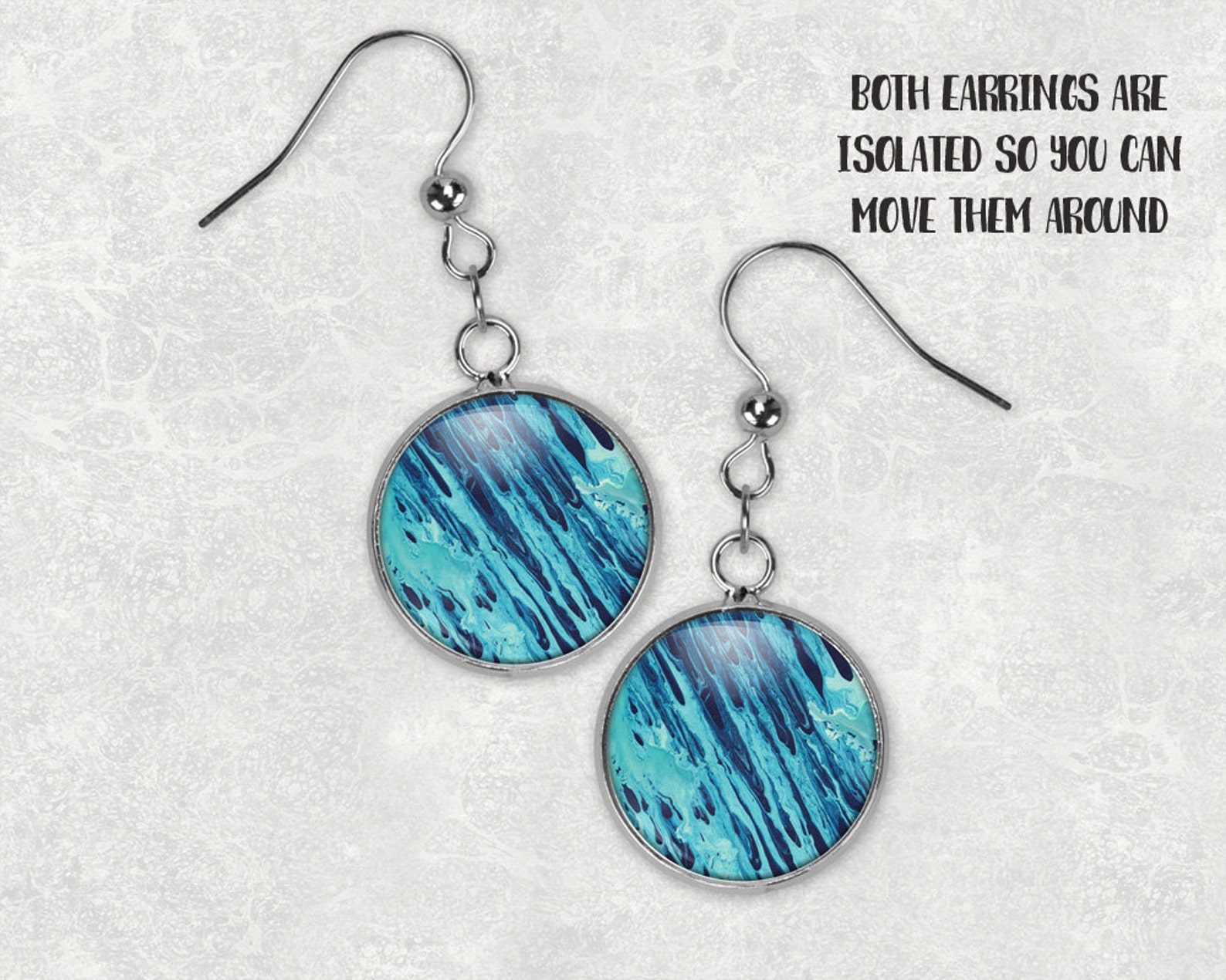 Round Silver Hook Earring Template Mockup Dangle Earrings | Etsy