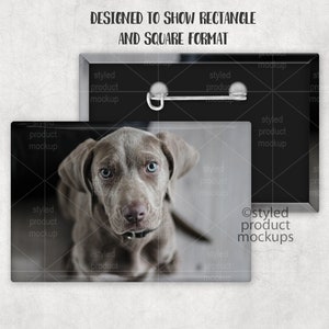 Rectangle Shaped 2X3 Inch Horizontal Pinback Button Mockup | Add Your ...