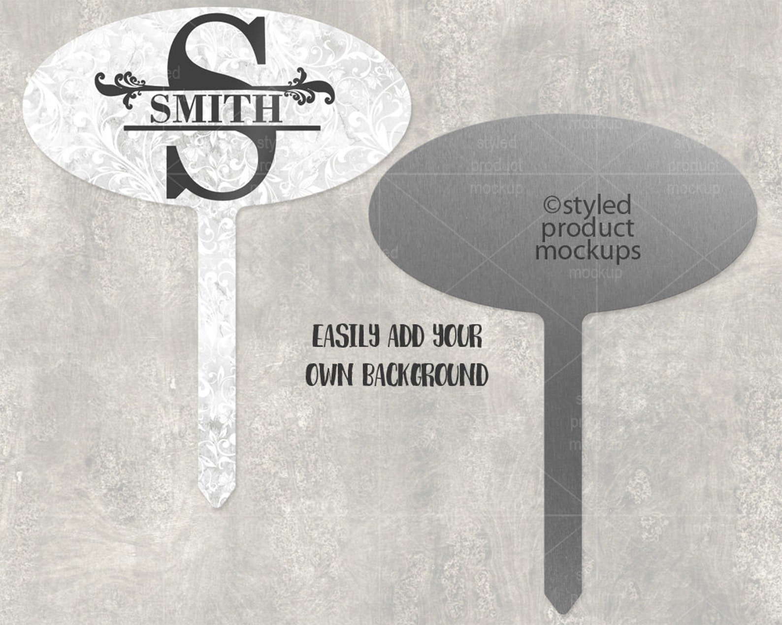 Dye Sublimation Oval Shaped Garden Stake Template Mockup Add | Etsy