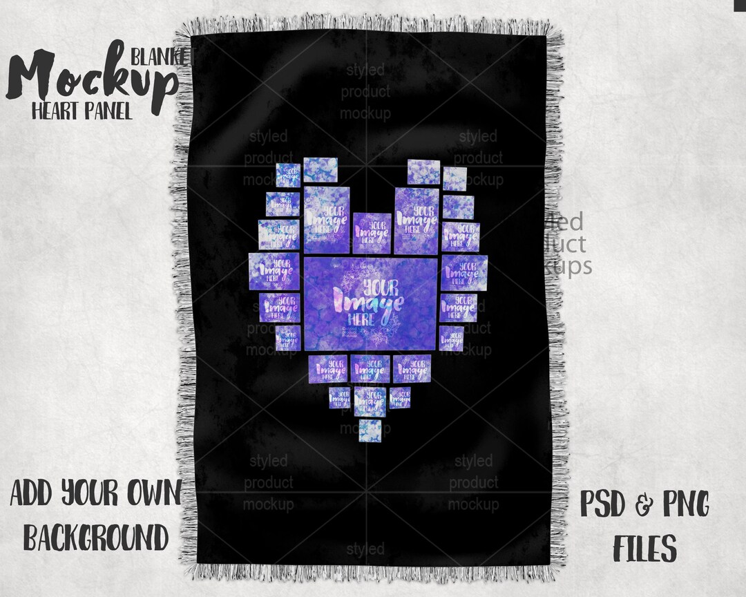 Dye Sublimation Heart Panel Blanket Mockup | Add Your Own Image and ...