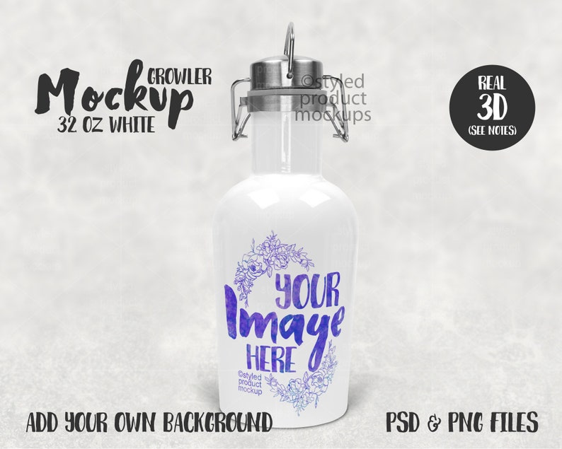 Dye Sublimation 32 Oz White Growler Mockup Add Your Own - Etsy