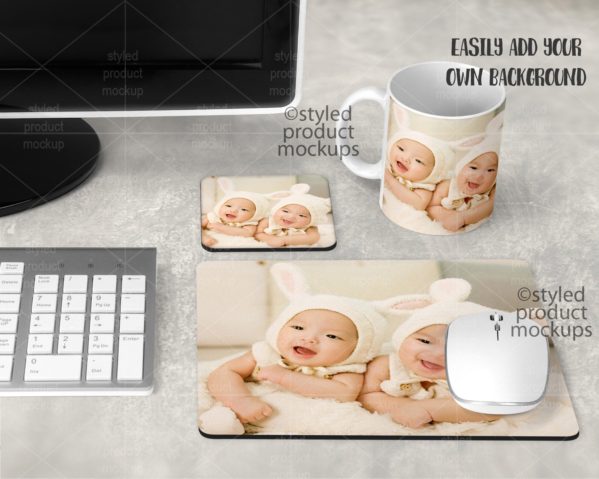 Dye Sublimation Office Desk Set Mockup | Add Your Own Image and ...