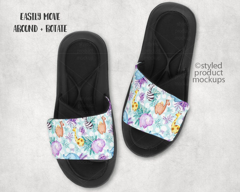 Dye Sublimation Slider Sandals mockup template Add your own | Etsy