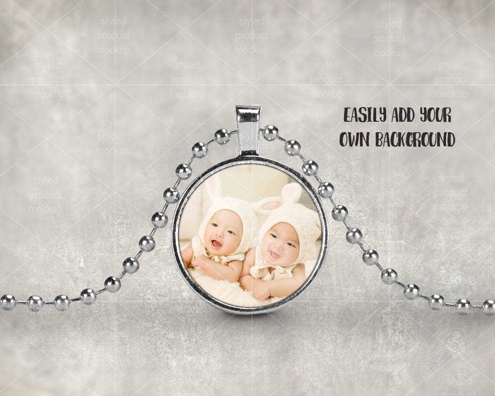 Dye Sublimation Small Circle Pendant With Ball Chain Mockup | Etsy