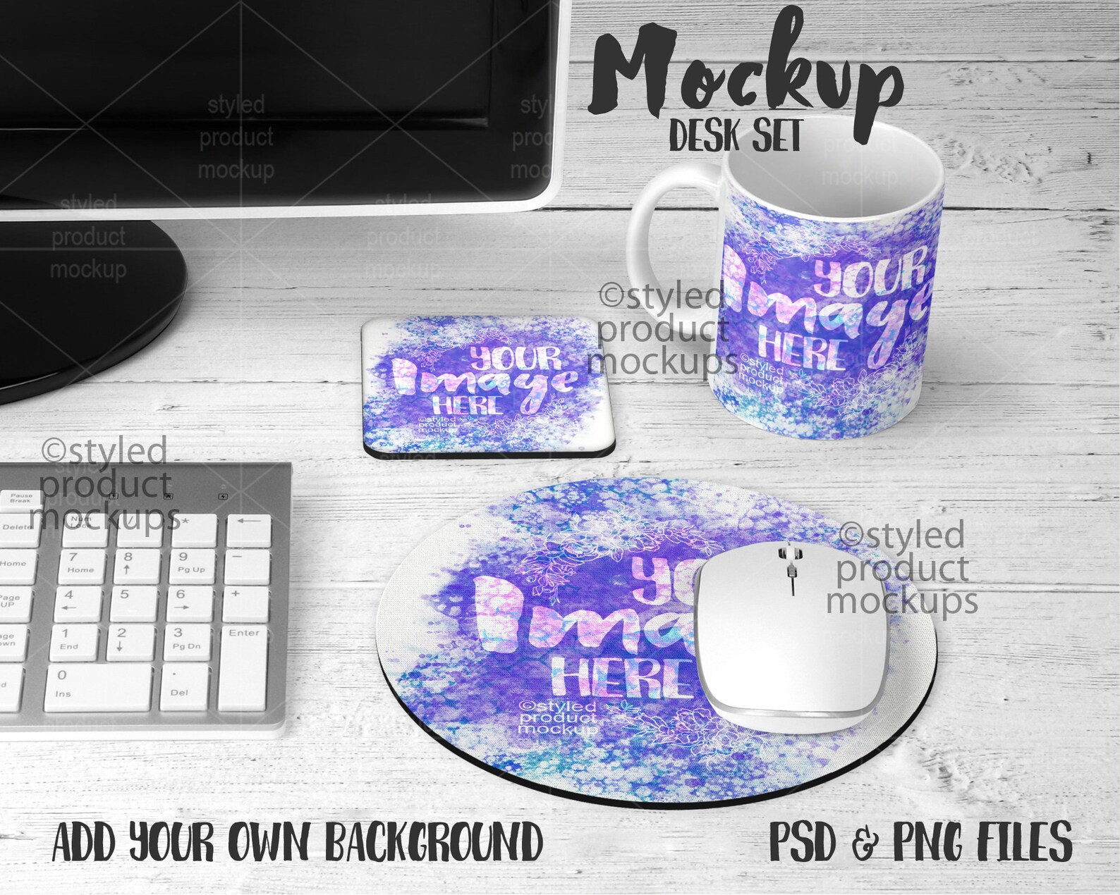 Dye Sublimation Office Desk Set Mockup Add Your Own Image | Etsy