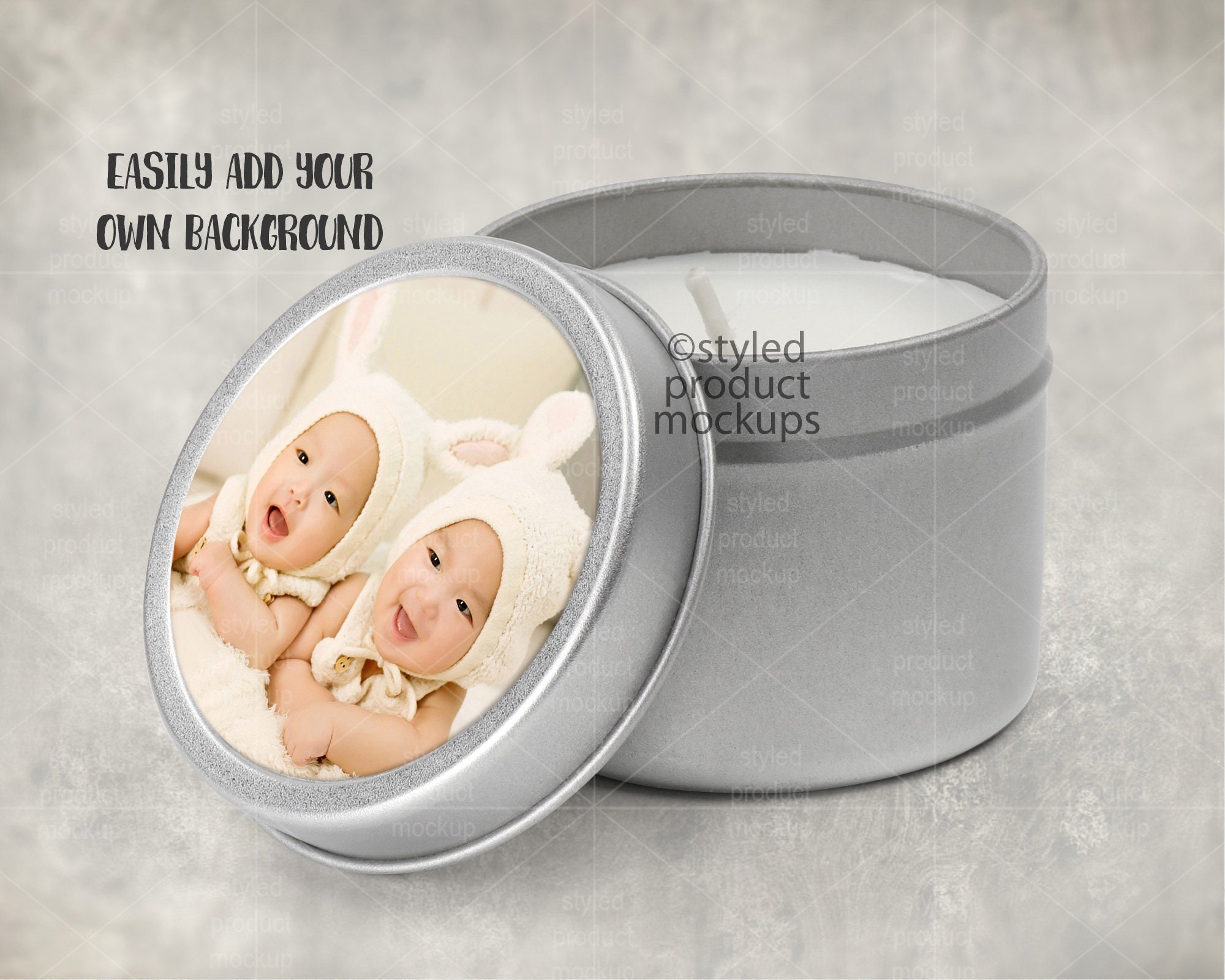 Dye Sublimation Metal Candle With Lid Mockup | Add Your Own Image and ...