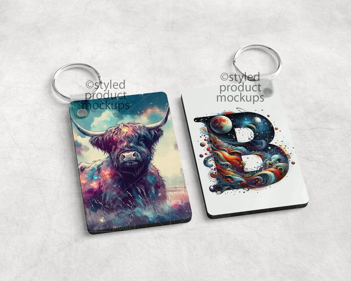 Dye Sublimation Rectangle Keychain Mockup | Add Your Own Image and ...
