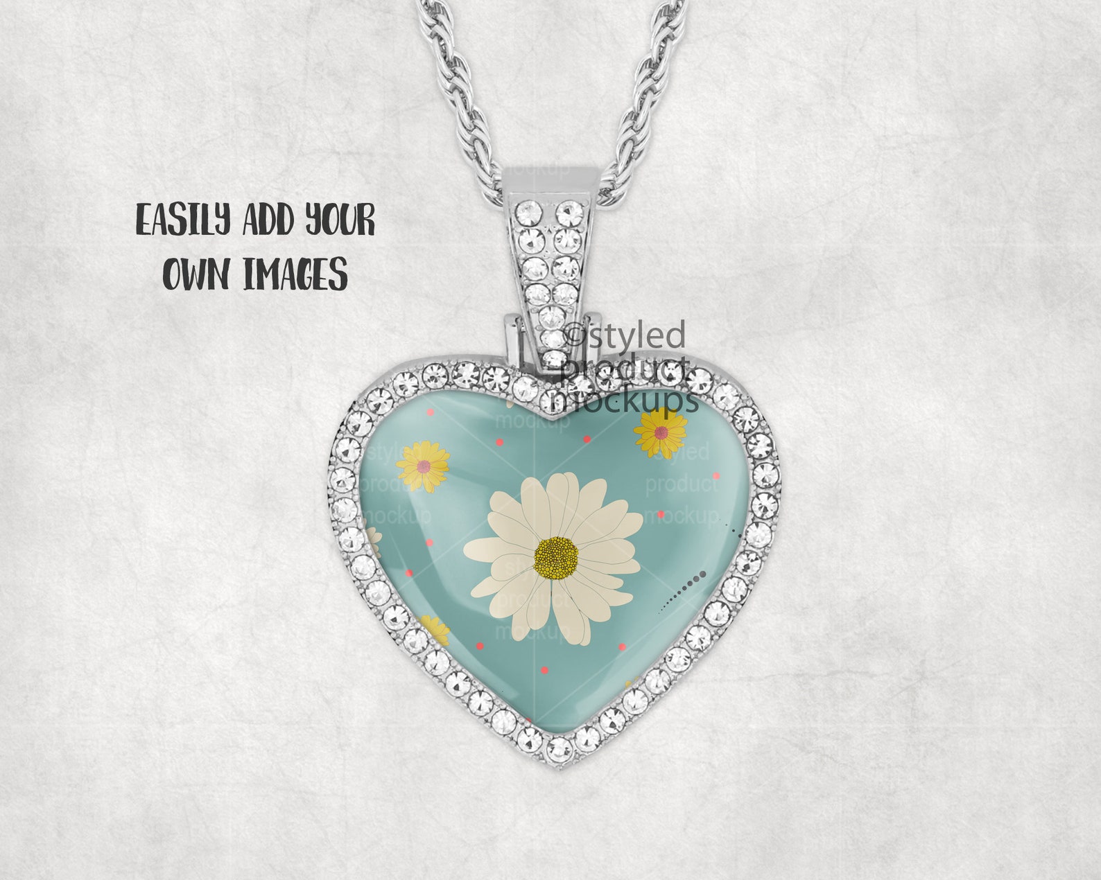 Dye Sublimation Heart With Rhinestones Pendant Mockup | Add Your Own ...