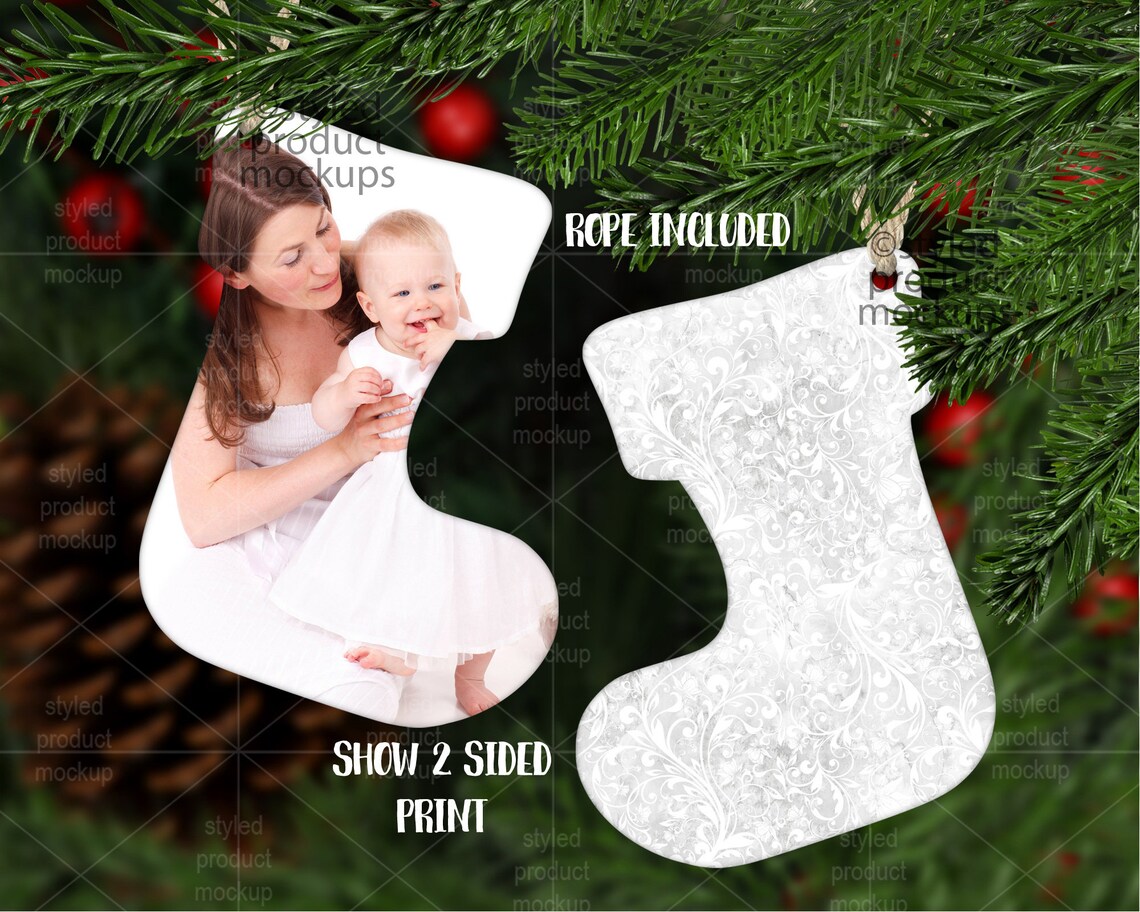 Dye Sublimation Stocking Shaped Christmas Ornament Mockup - Etsy
