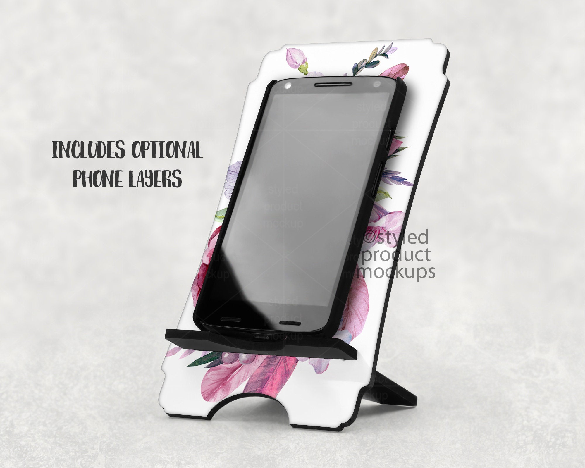 Dye Sublimation Savanna Shaped Cell Phone Stand Mockup | Add Your Own ...