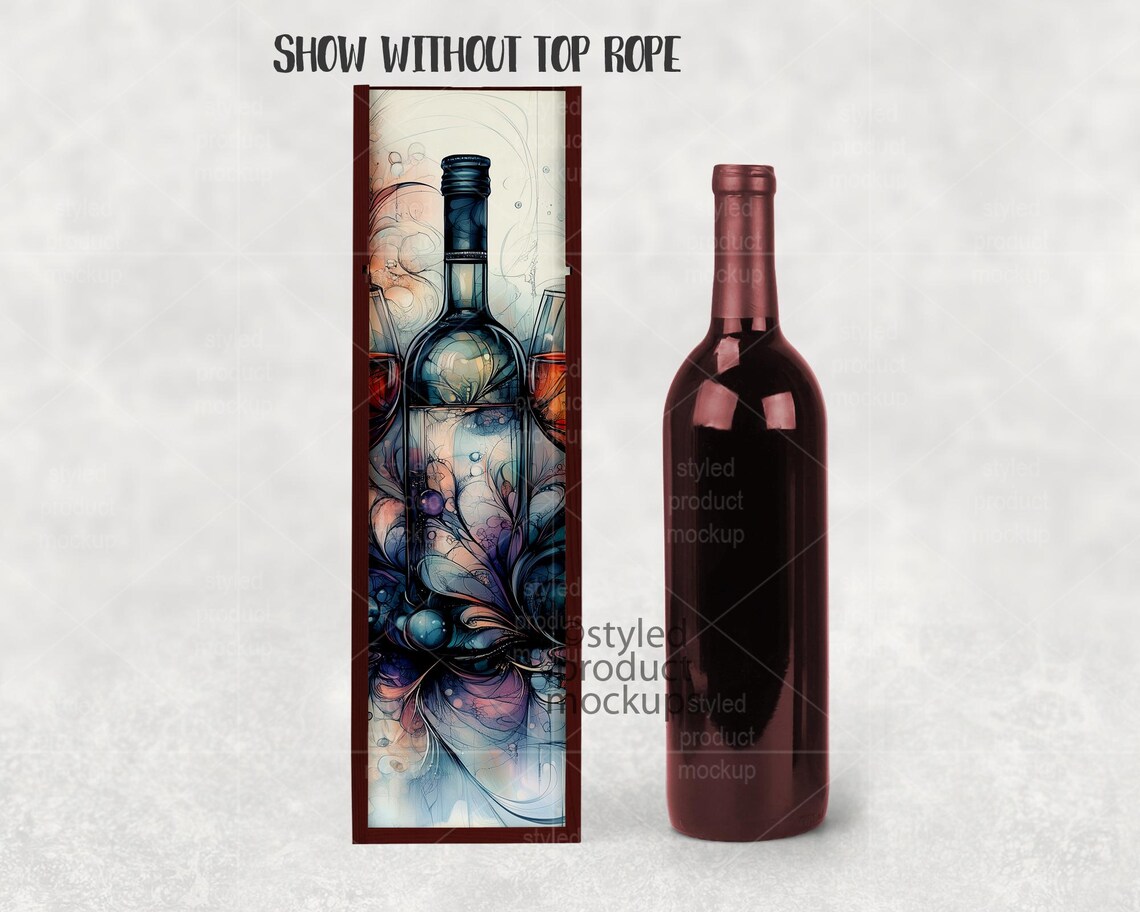 Dye Sublimation Natural Wood Wine Box Mockup Template | Add Your Own ...