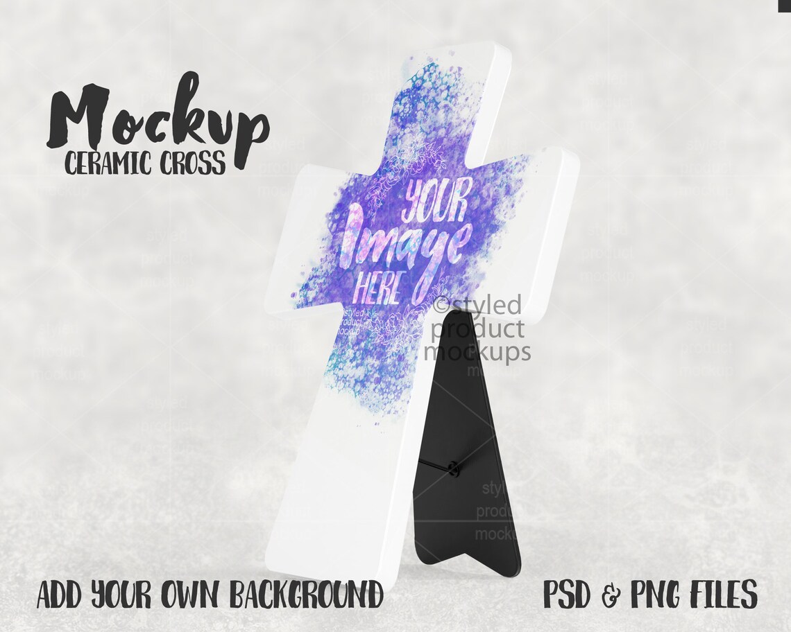 Dye Sublimation Ceramic Cross on Easel Mockup Add Your Own - Etsy