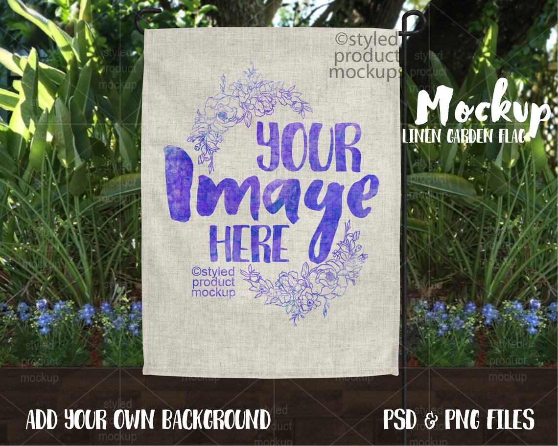 Dye Sublimation Linen Garden Flag Mockup Add Your Own Image - Etsy