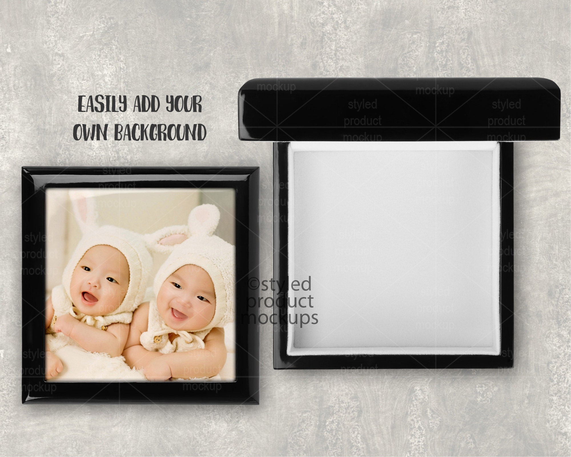 Dye Sublimation Glossy Black Keepsake Box Mockup Add Your - Etsy