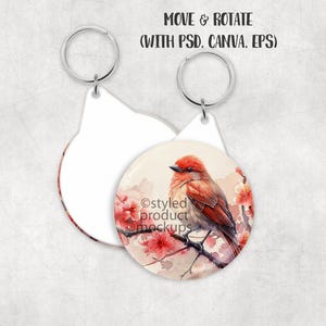Plastic Back Button Key Ring Mockup | Add Your Own Image and Background ...