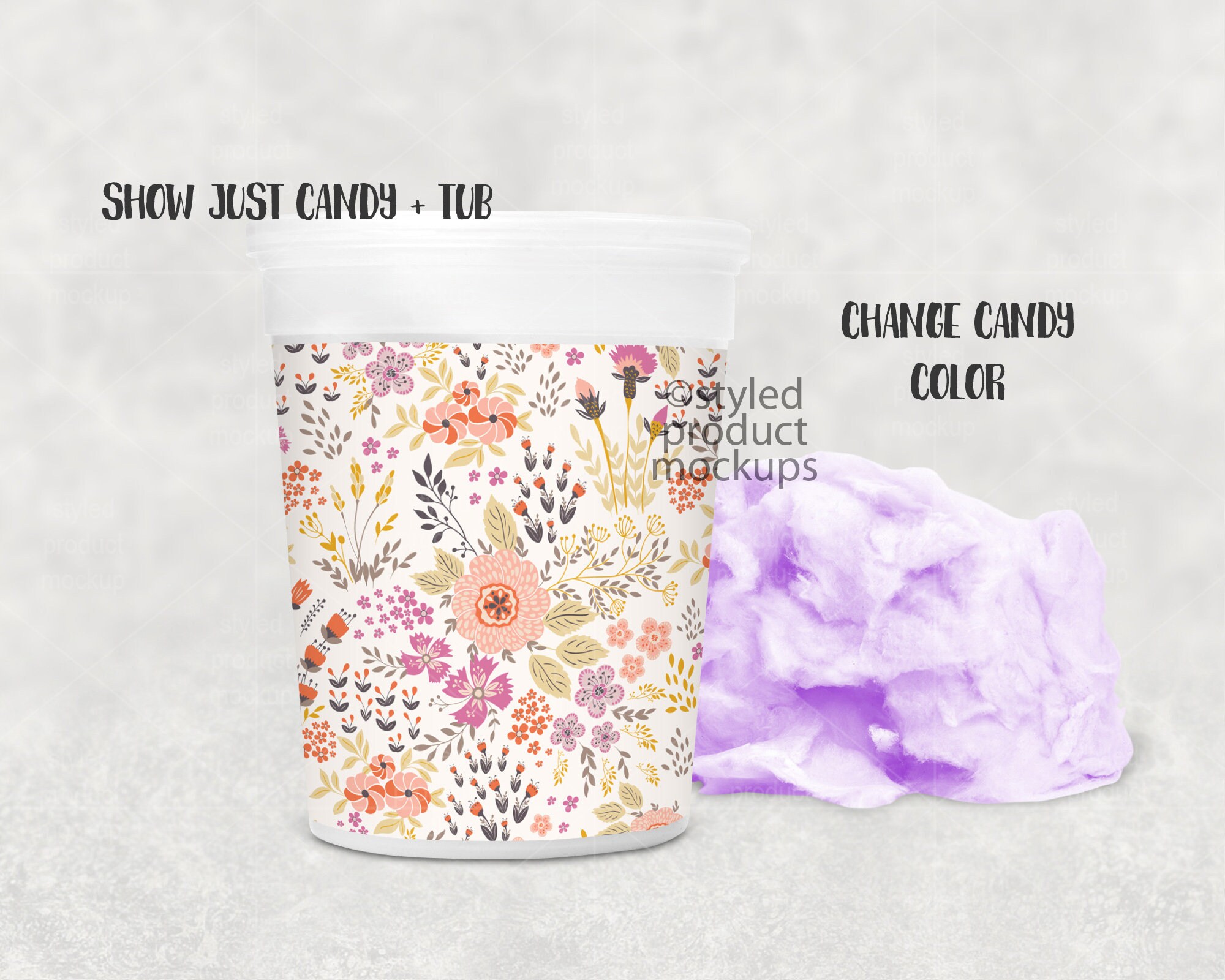 Cotton Candy Tub Label Party Favor Mockup Add Your Own Image - Etsy