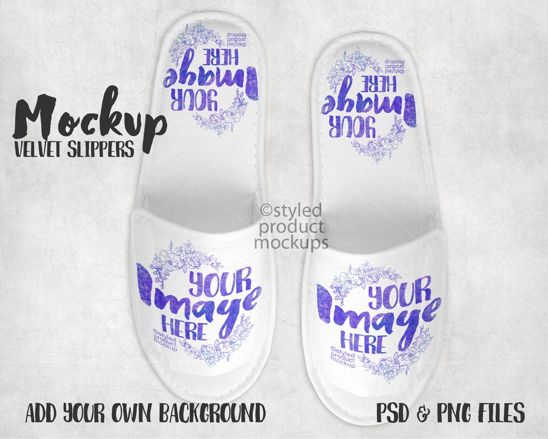 Dye Sublimation Velvet Slippers With Fold Over Top Mockup | Add Your ...