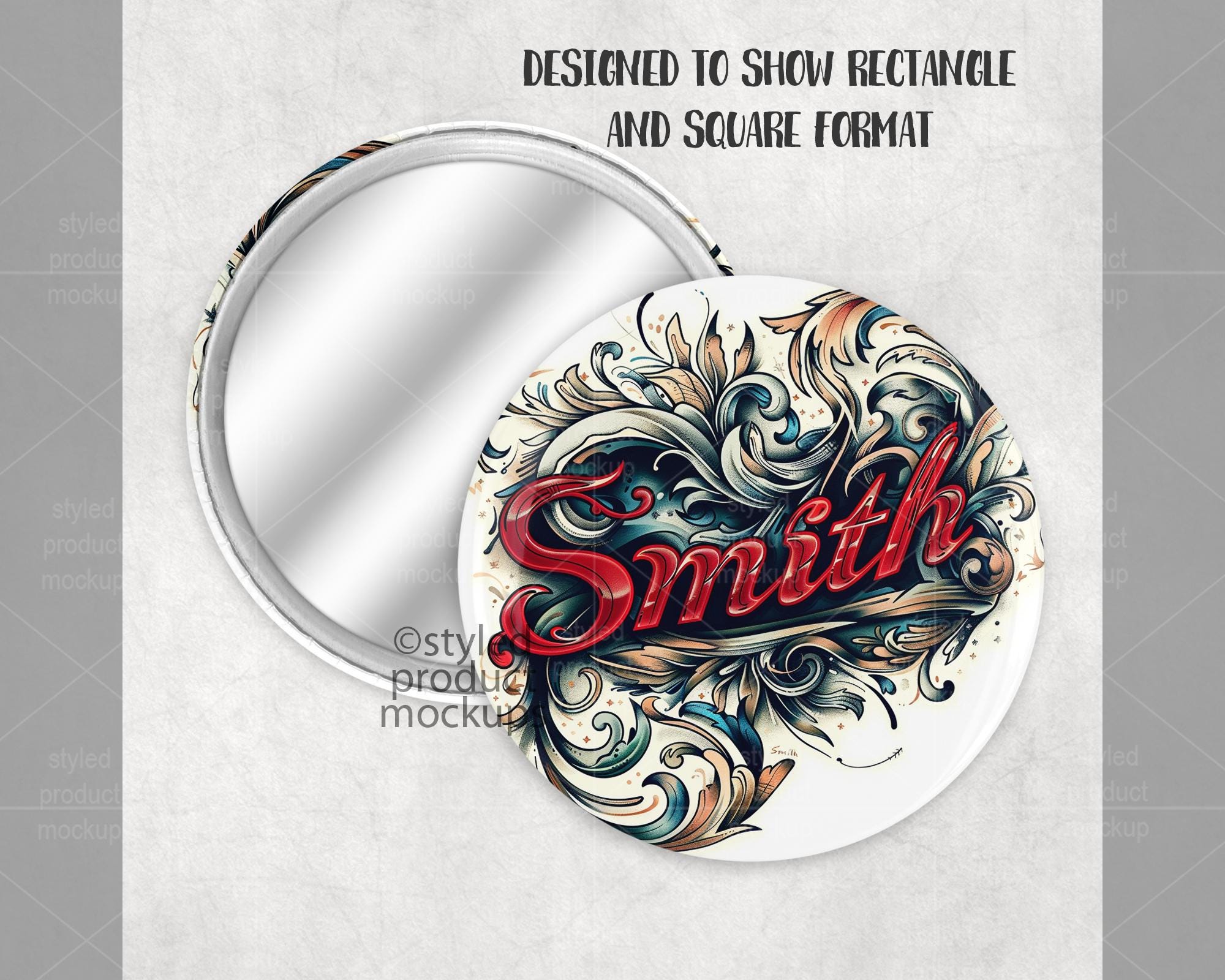 Mirror Back Button Mockup | Add Your Own Image and Background - Etsy