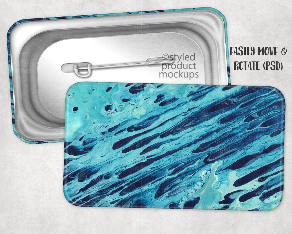 Rectangle 50 X 90 Mm Pin Back Button Mockup Add Your Own | Etsy