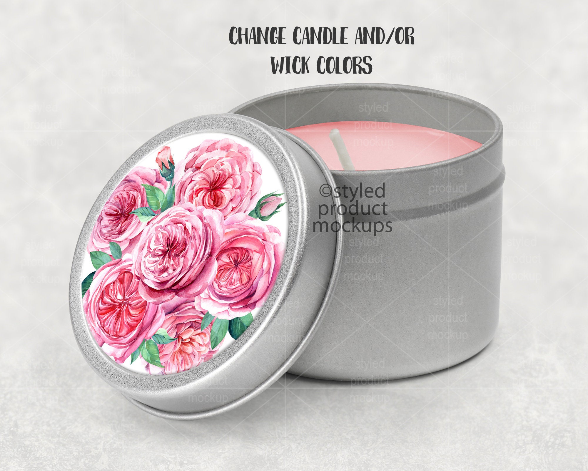 Dye Sublimation Metal Candle With Lid Mockup | Add Your Own Image and ...